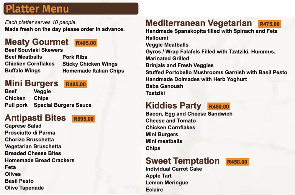 Platters – Willows Caffè